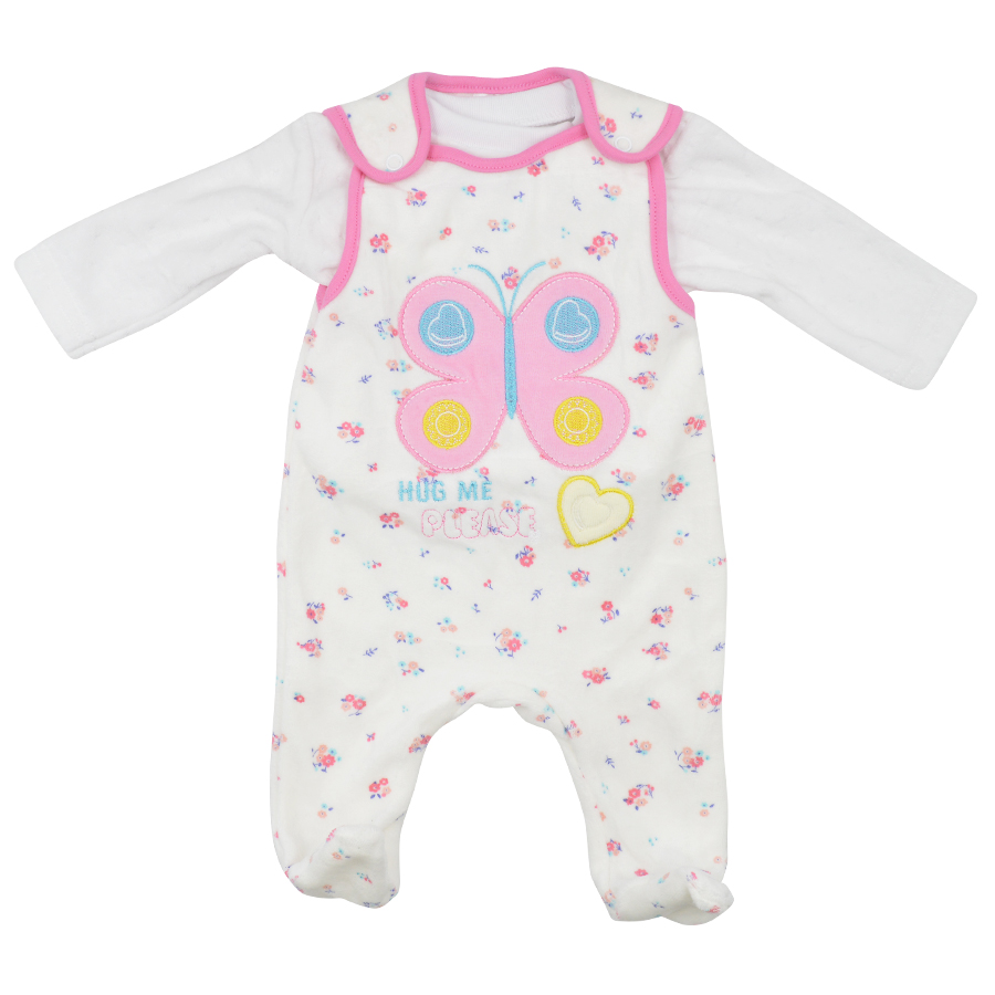 Velvet Babygrow 2 pcs (Butterfly) - White - ohbaby