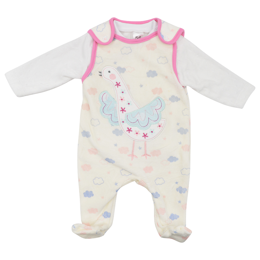 Velvet Babygrow 2 pcs (Chicken) - Cream - ohbaby