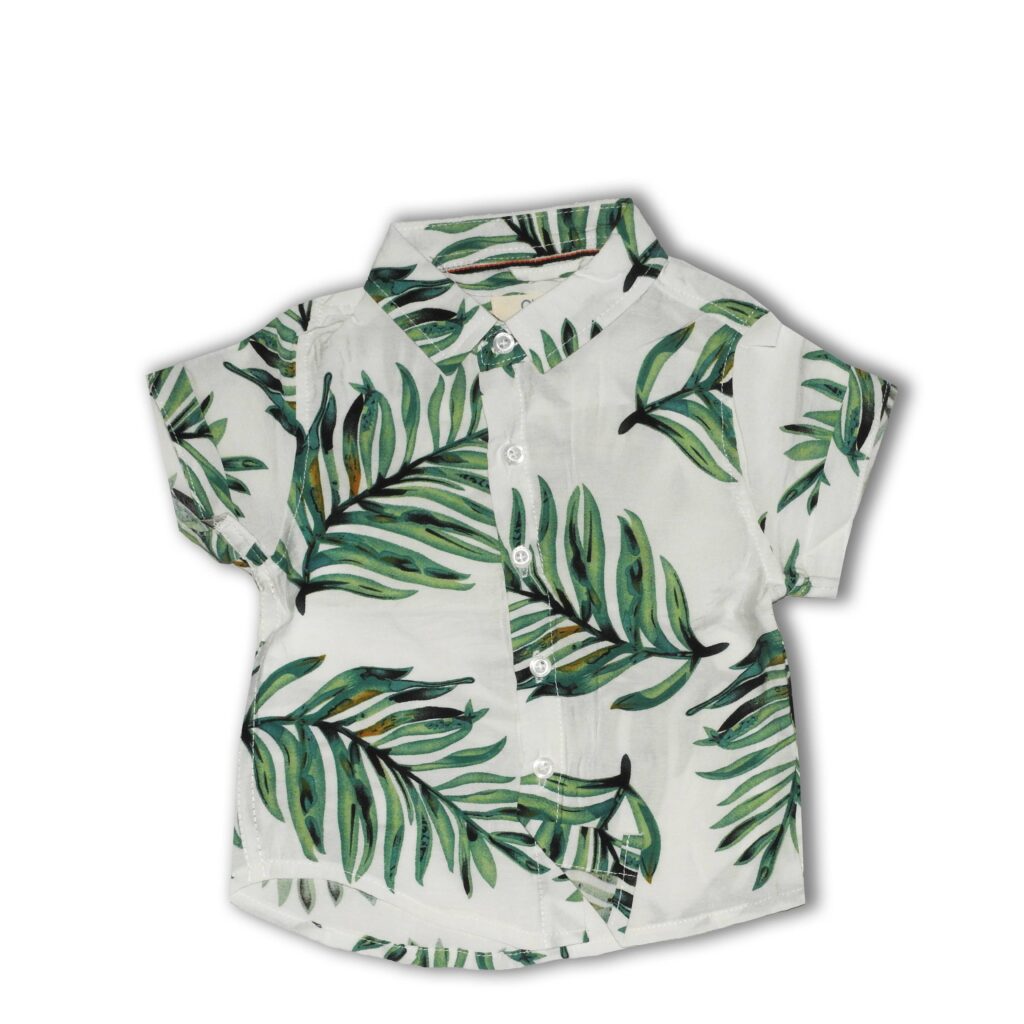 Shirt MC (Col/Leaves) - Blanc - ohbaby