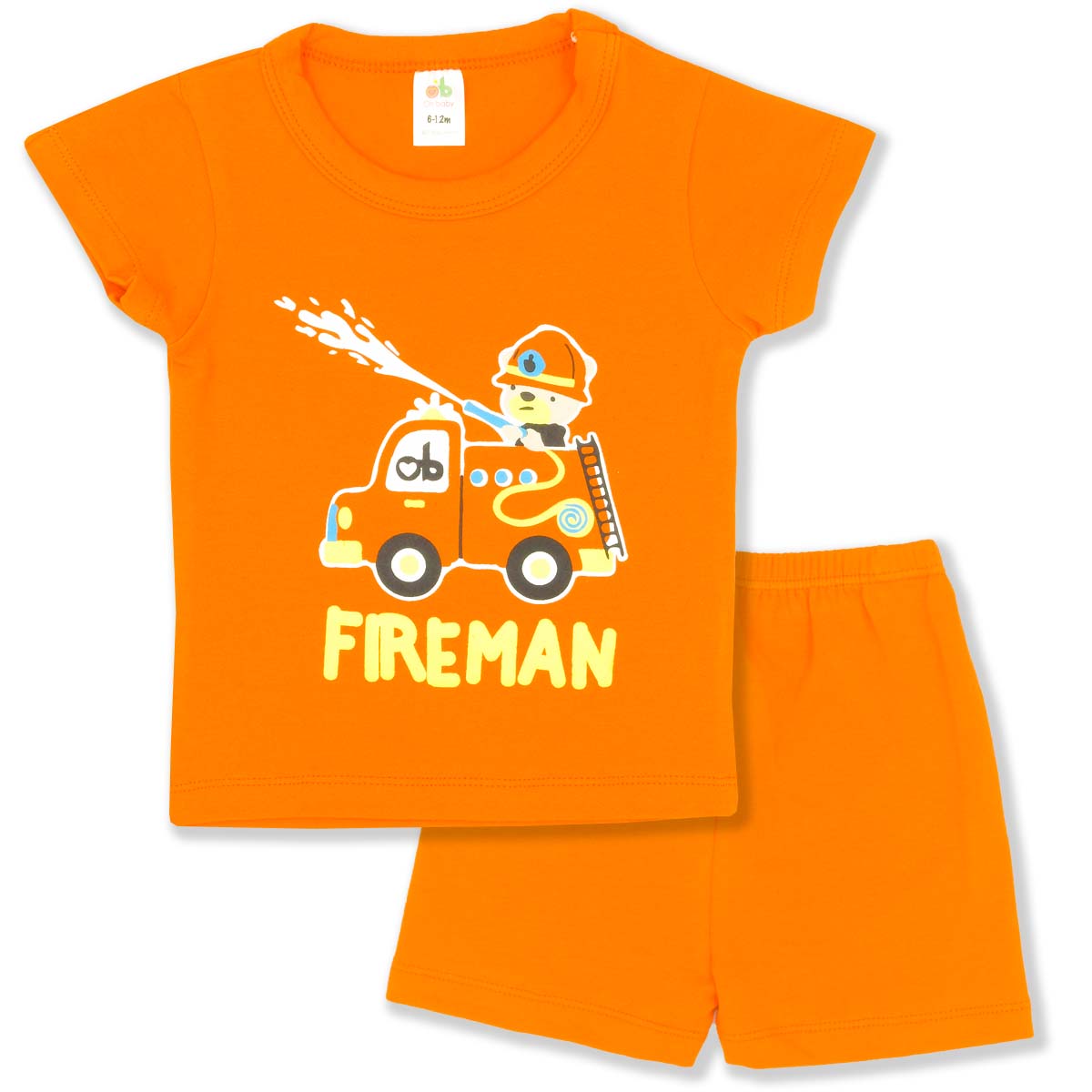 T-shirt set "Fireman'" - Orange - ohbaby