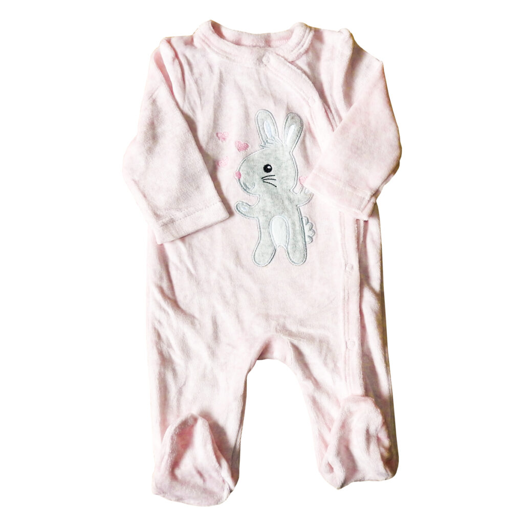 Babygrow Velvet "Rabbit" - Rose - ohbaby
